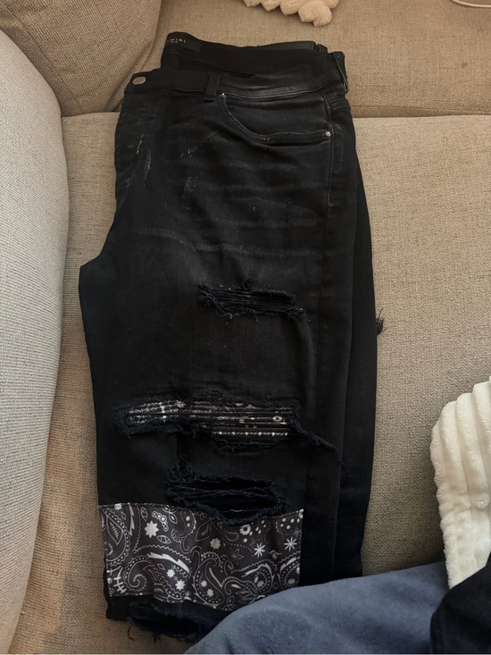 AMIRI | Jeans | Amiri Black Slim Straight Jeans With Bandana Patch ...